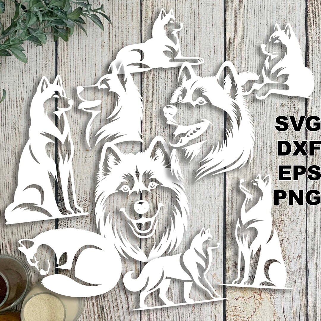 Siberian Husky SVG Cut Files svg Dxf Png Eps Silhouette & Cricut ...
