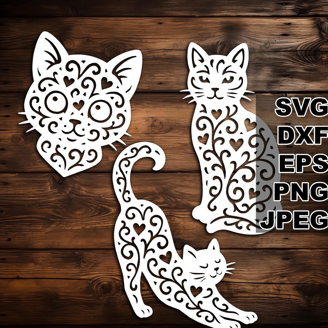 Lovely Kitty SVG Cut Files (svg Dxf Png Eps Jpeg) Silhouette & Cricut ...