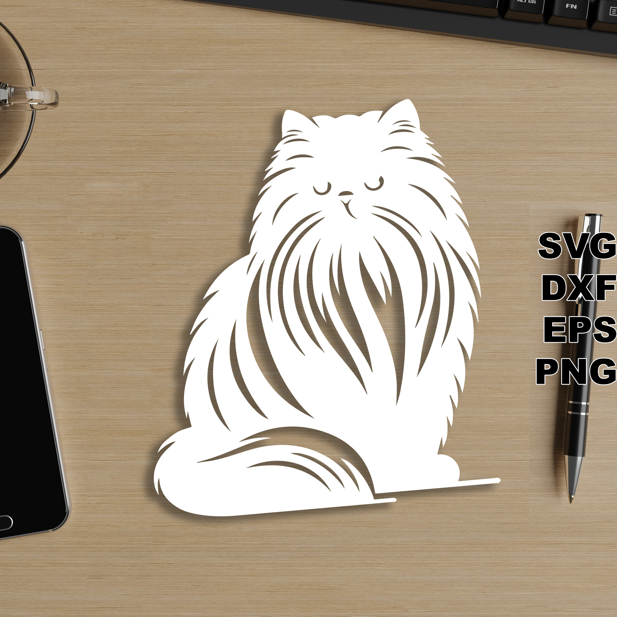 Persian Cat SVG Cut Files svg Dxf Png Eps Silhouette & Cricut, Digital ...