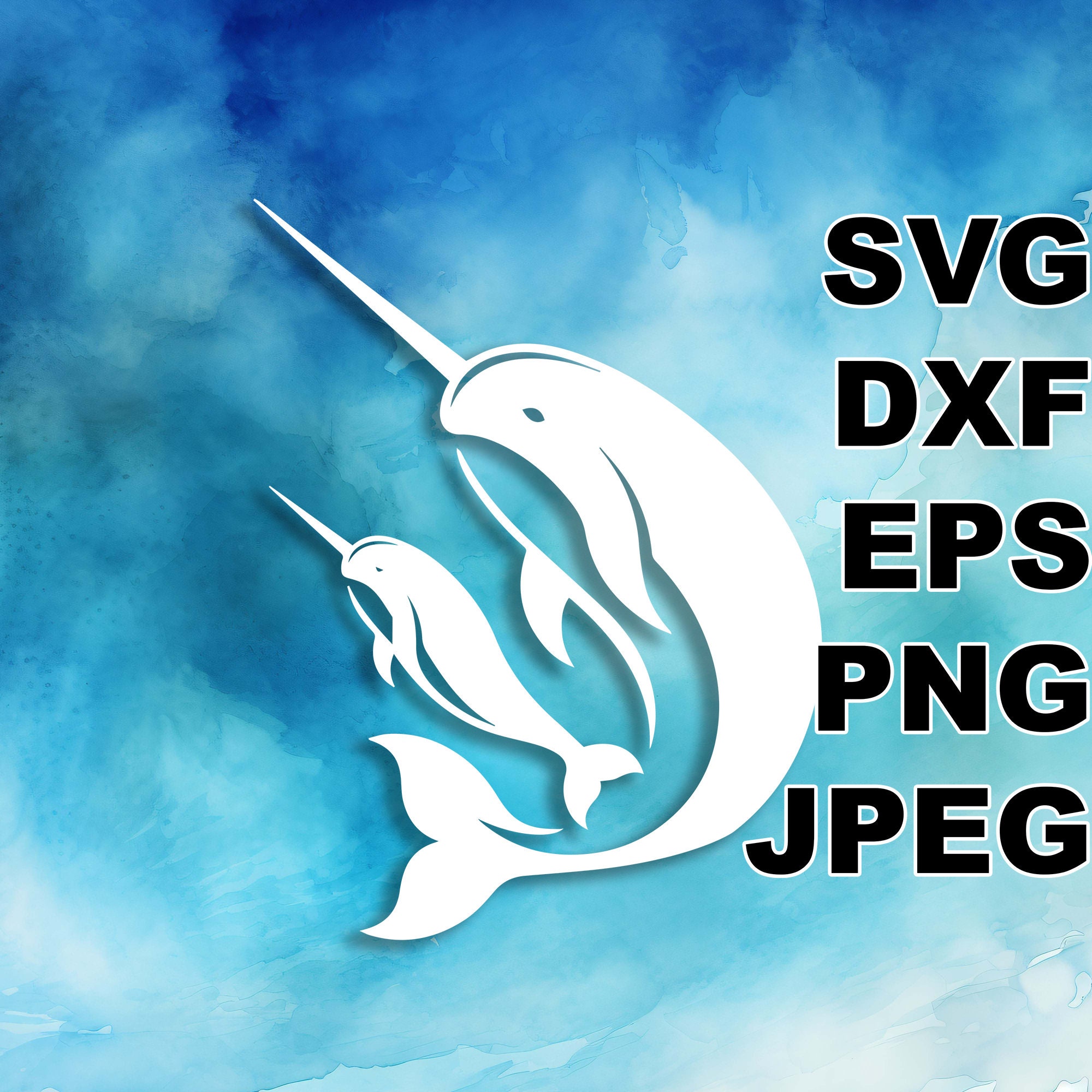 Narwhal SVG Cut Files svg Dxf Png Eps Png Vinyl and Paper Cut, CNC ...