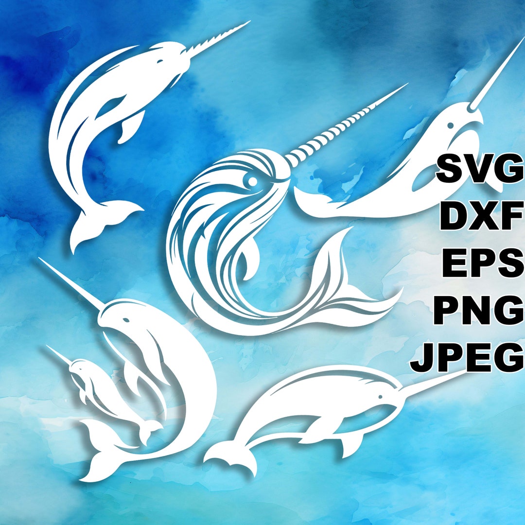 Narwhal SVG Cut Files (svg Dxf Png Eps Png) Vinyl and Paper Cut, CNC ...