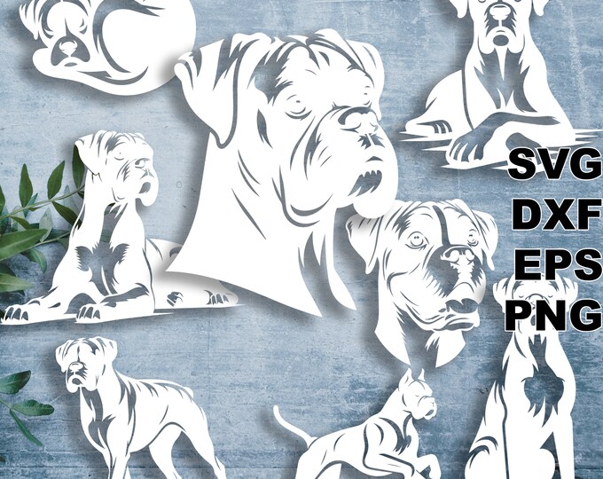 BOXER Dog SVG BOXER Clipart Boxer Svg Files for Cricut Boxer Dog Svg ...
