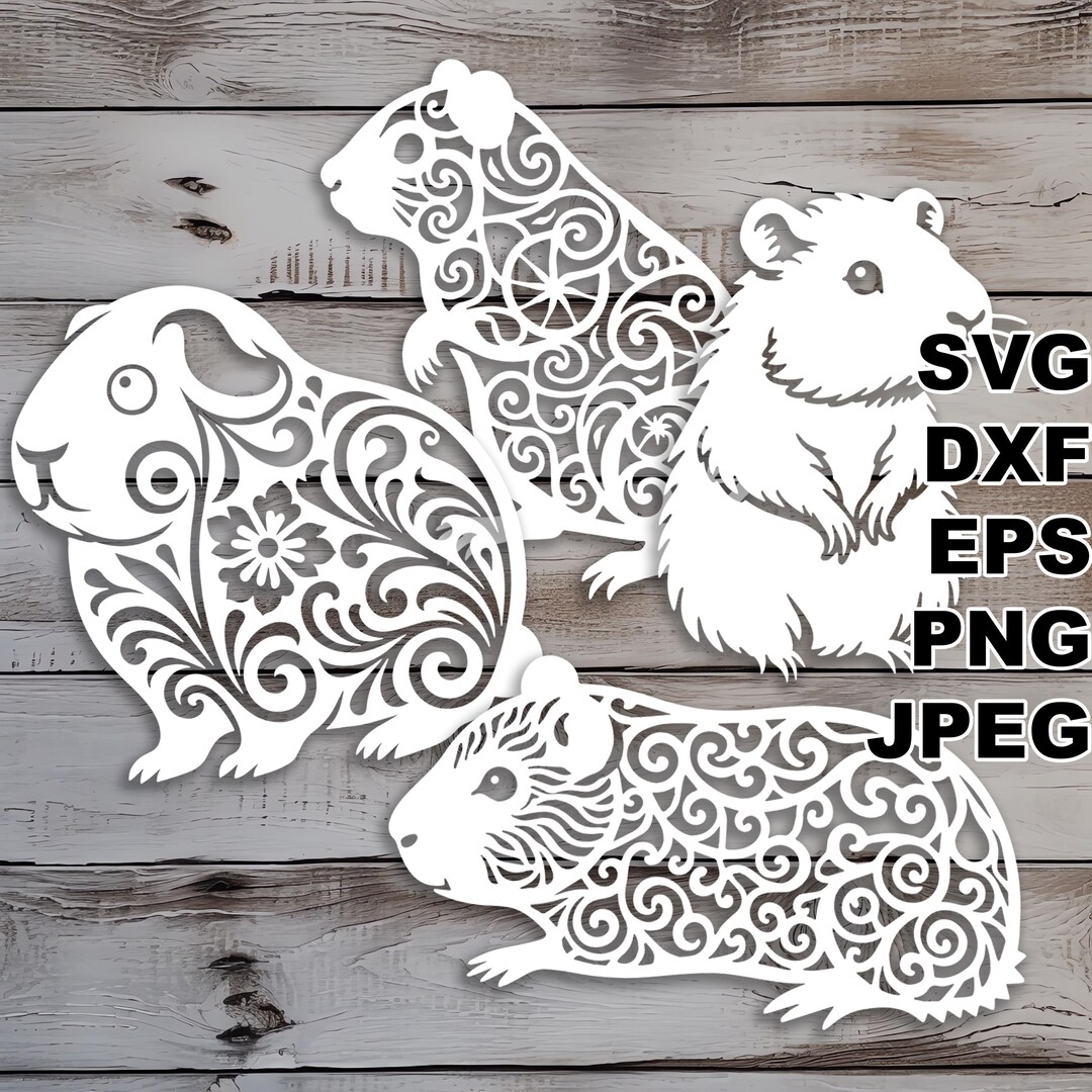 Intricate Guinea Pigs SVG Cut Files (svg Dxf Png Eps Jpeg) Silhouette ...