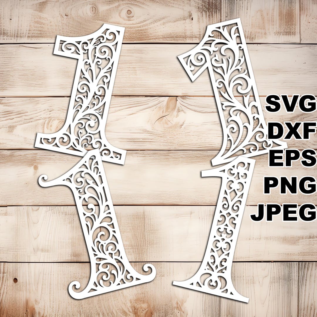 Filigree Number 1 SVG Cut Files (svg Dxf Png Eps Jpeg) Silhouette ...