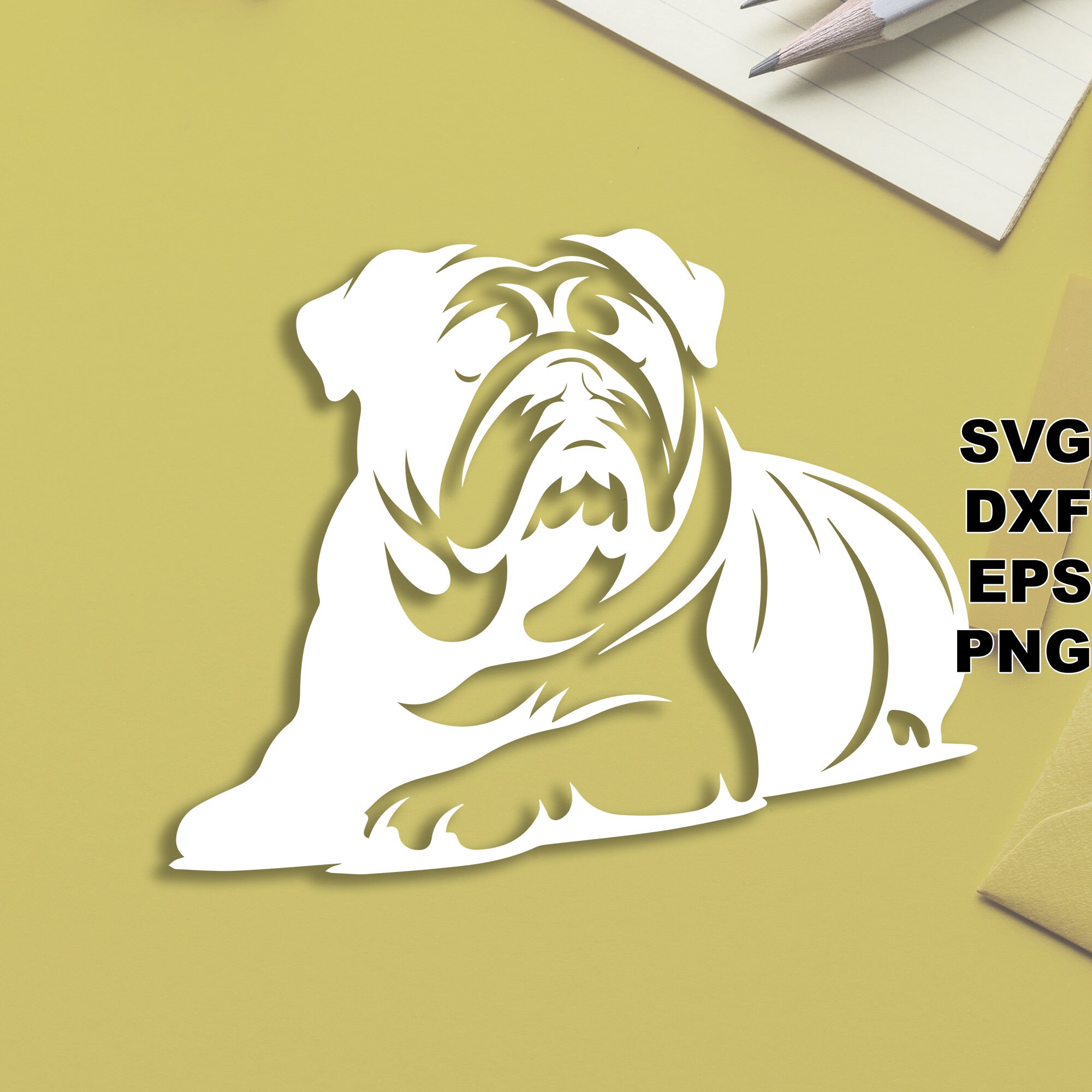 Bulldog SVG Cut Files svg Dxf Png Eps Silhouette & Cricut, Digital ...