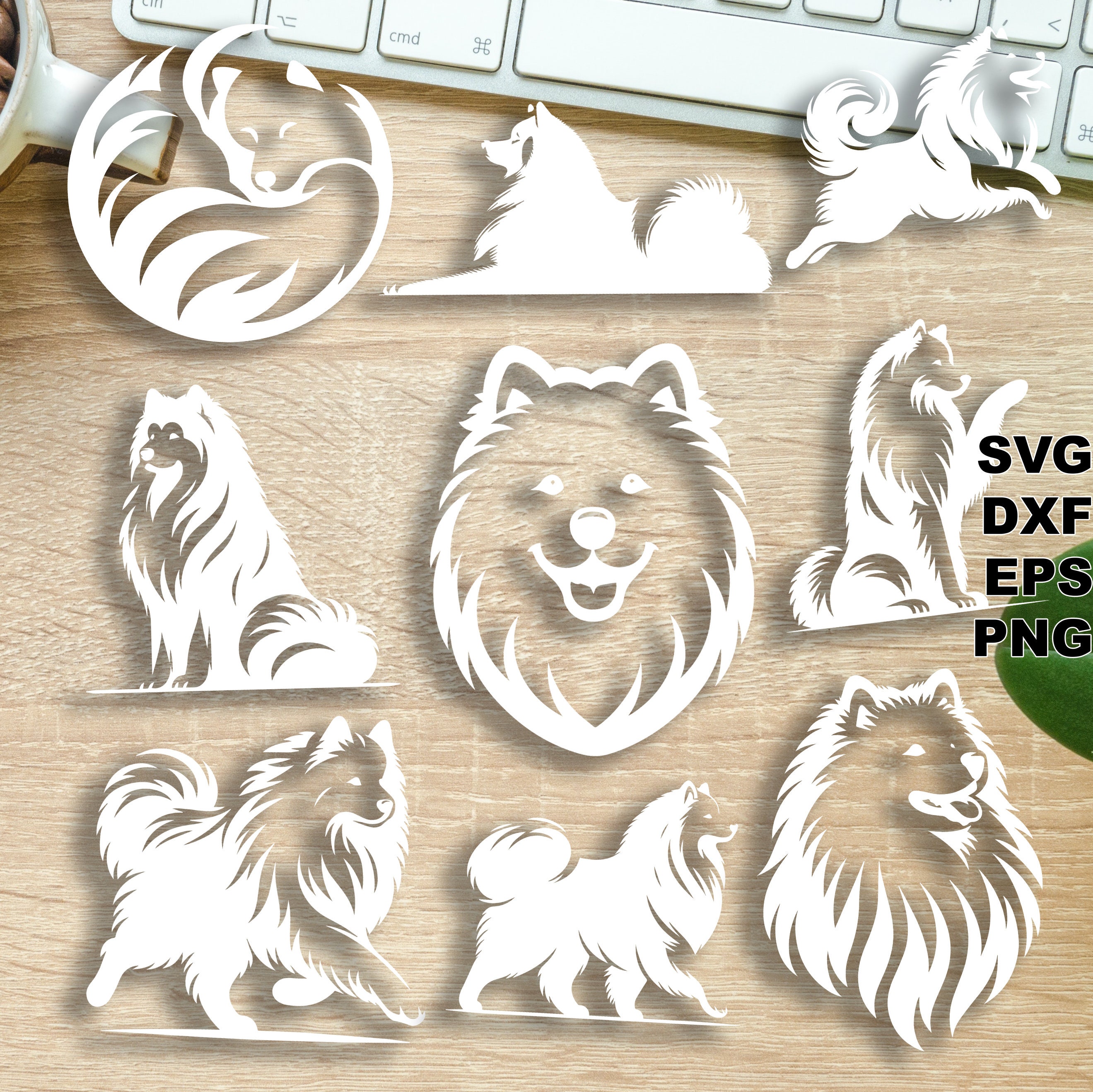 Samoyed SVG Cut Files (svg Dxf Png Eps) Silhouette & Cricut, Digital ...