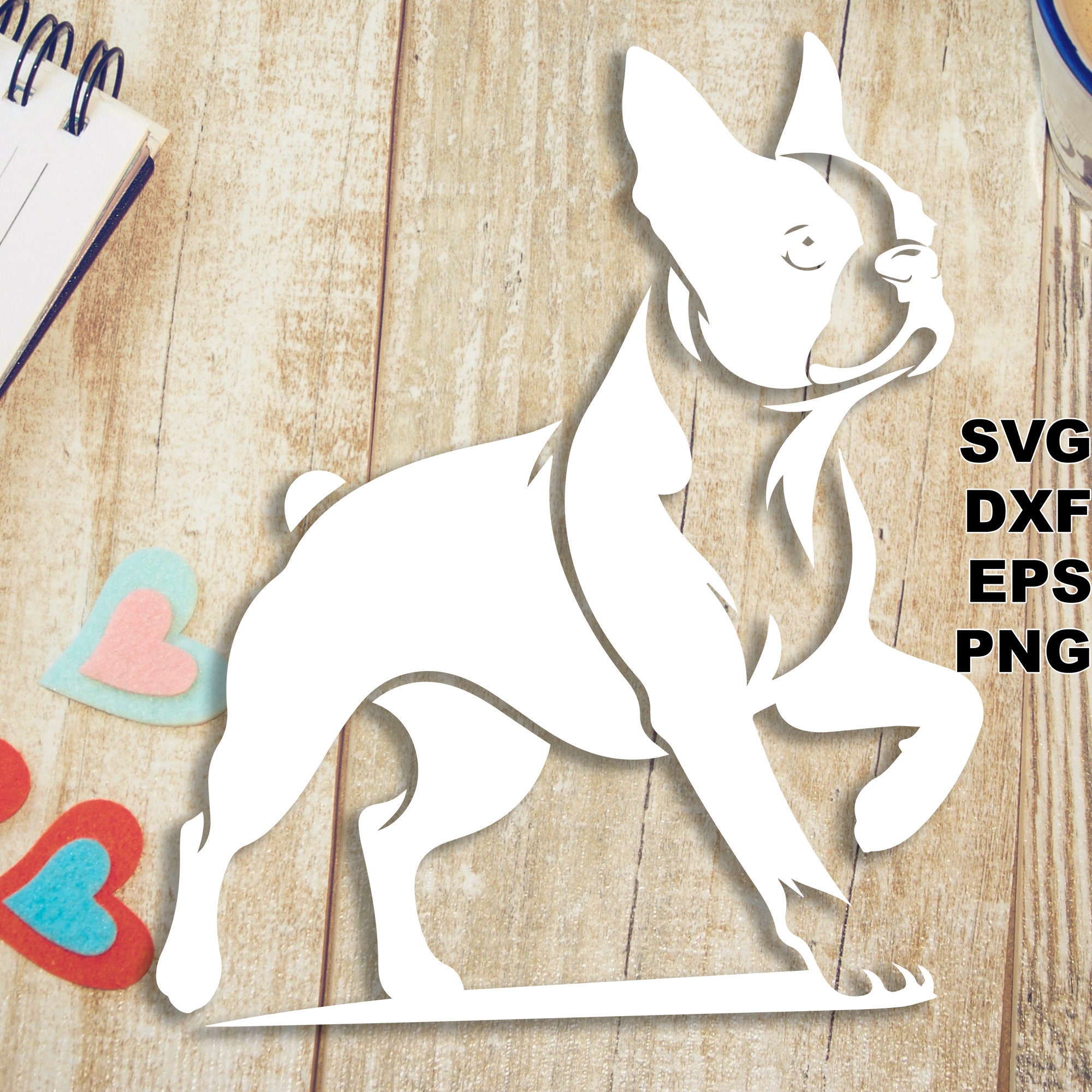 Boston Terrier SVG Cut Files svg Dxf Png Eps Silhouette & Cricut ...