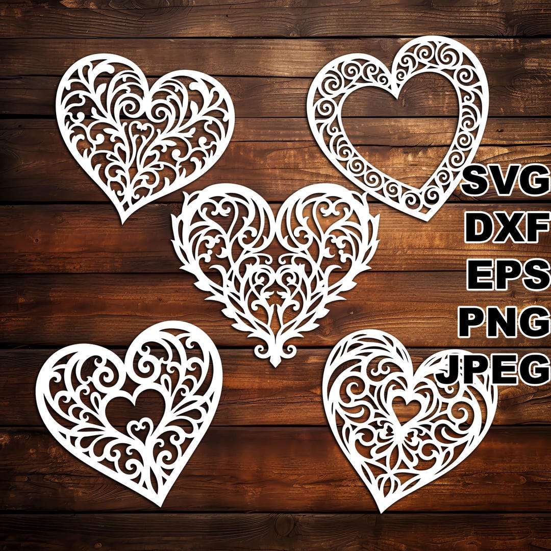 More Filigree Hearts SVG Cut Files (svg Dxf Png Eps Jpeg) Silhouette ...