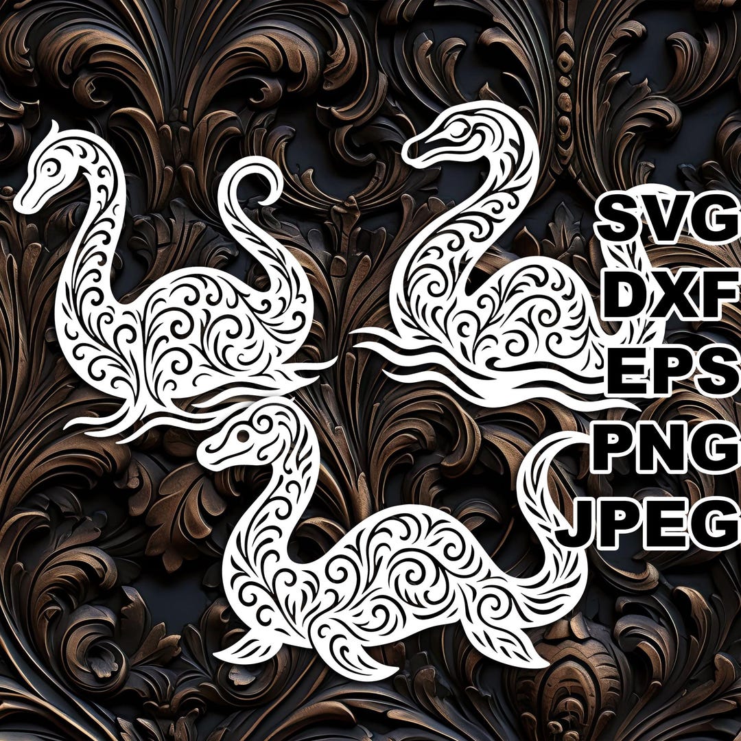 Filigree Loch Ness Monster SVG Cut Files (svg Dxf Png Eps Jpeg ...