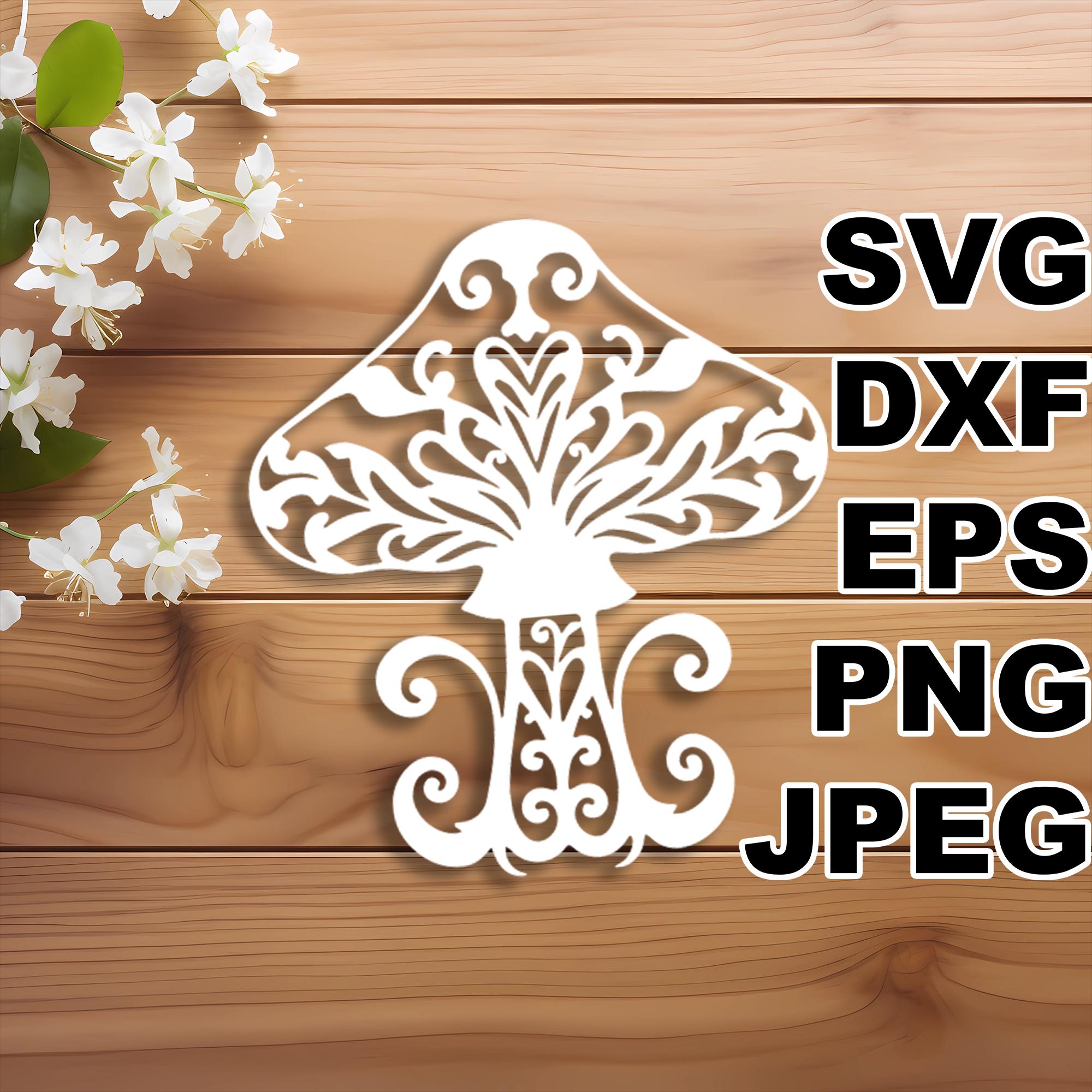 Fancy Mushrooms SVG Cut Files (svg Dxf Png Eps Jpeg) Silhouette ...