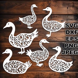 Filigree Goose SVG Cut Files (svg Dxf Png Eps Jpeg) Silhouette & Cricut ...