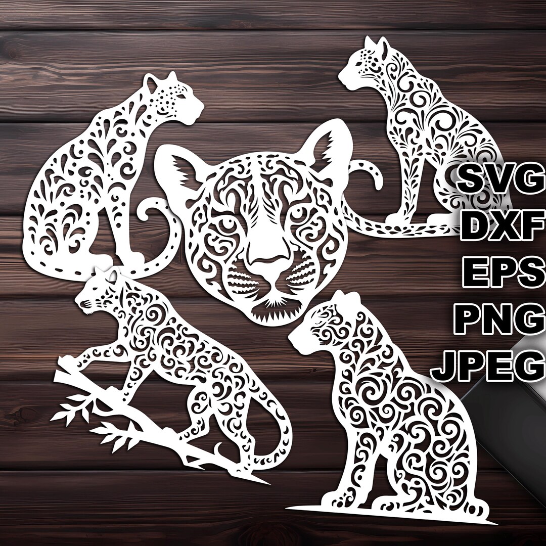 Leopard Filigree SVG Cut Files (svg Dxf Png Eps Jpeg) Silhouette ...