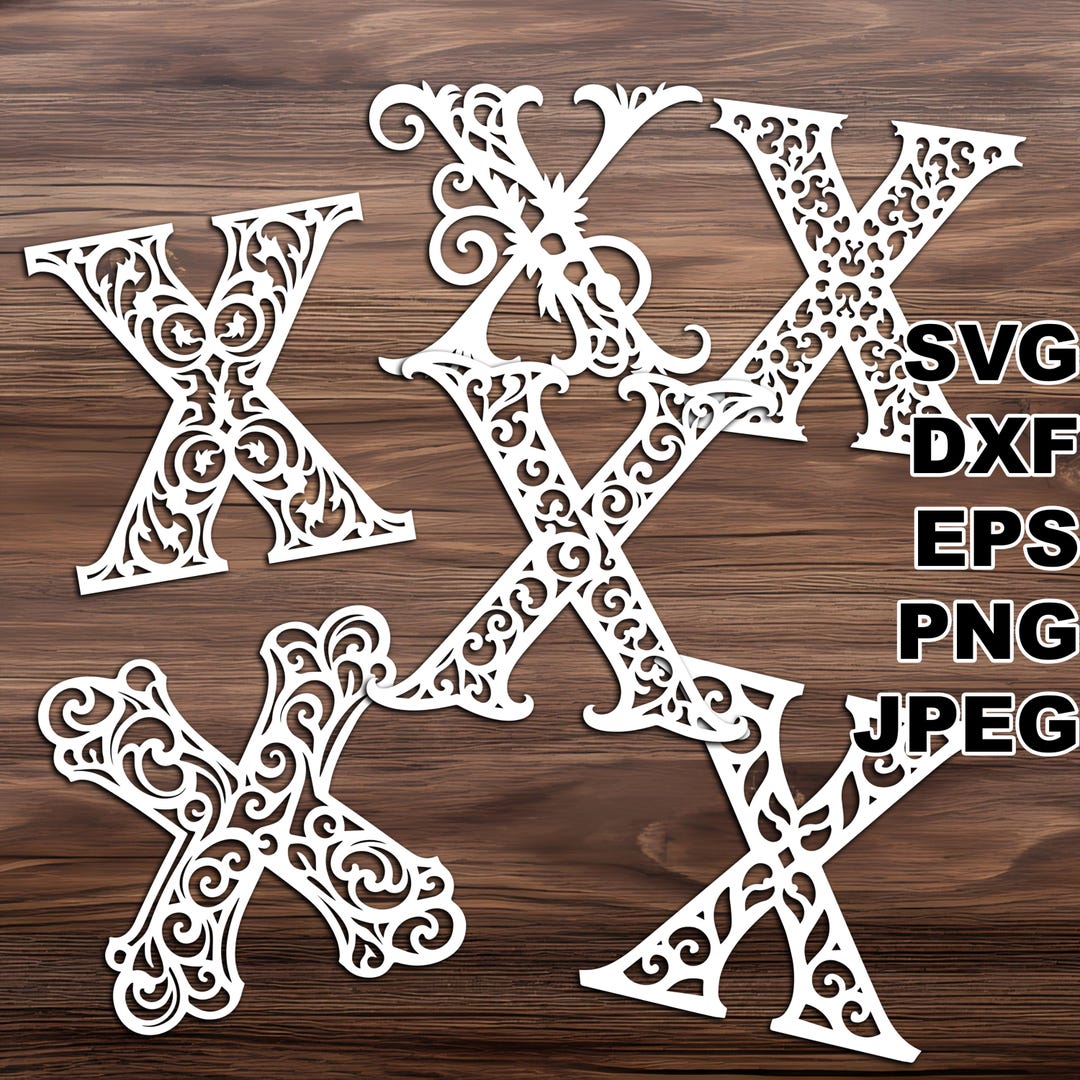 Filigree Letter X SVG Cut Files (svg Dxf Png Eps Jpeg) Silhouette ...