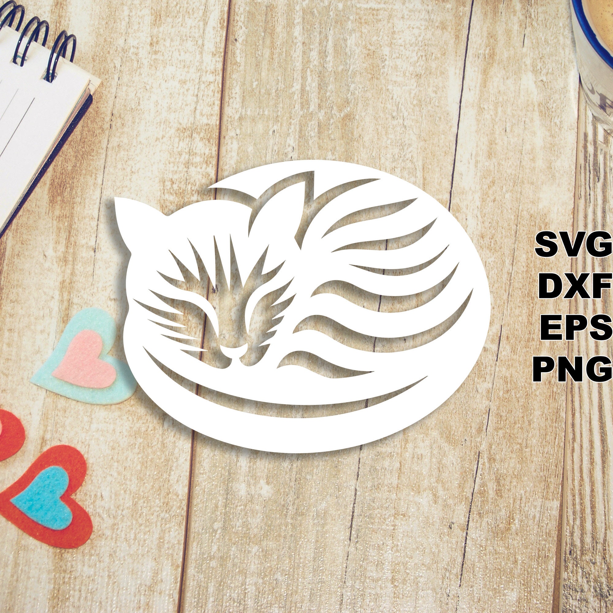 Tabby Cat SVG Cut Files (svg Dxf Png Eps) Silhouette & Cricut, Digital ...