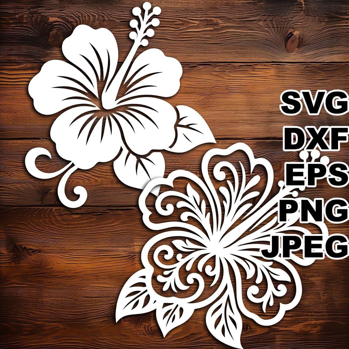 Filigree Hibiscus SVG Cut Files (svg Dxf Png Eps Jpeg) Silhouette ...