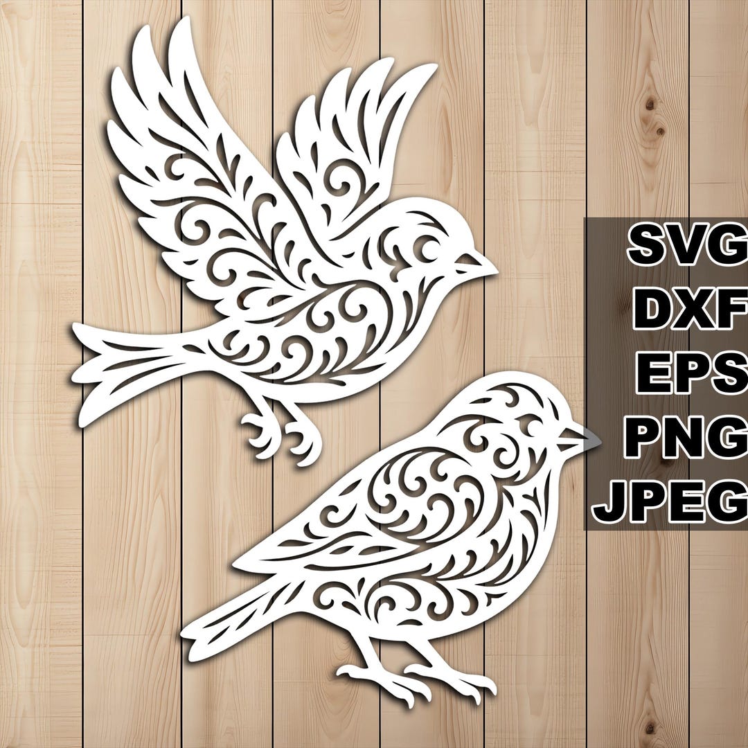 Filigree Sparrow SVG Cut Files (svg Dxf Png Eps Jpeg) Silhouette ...