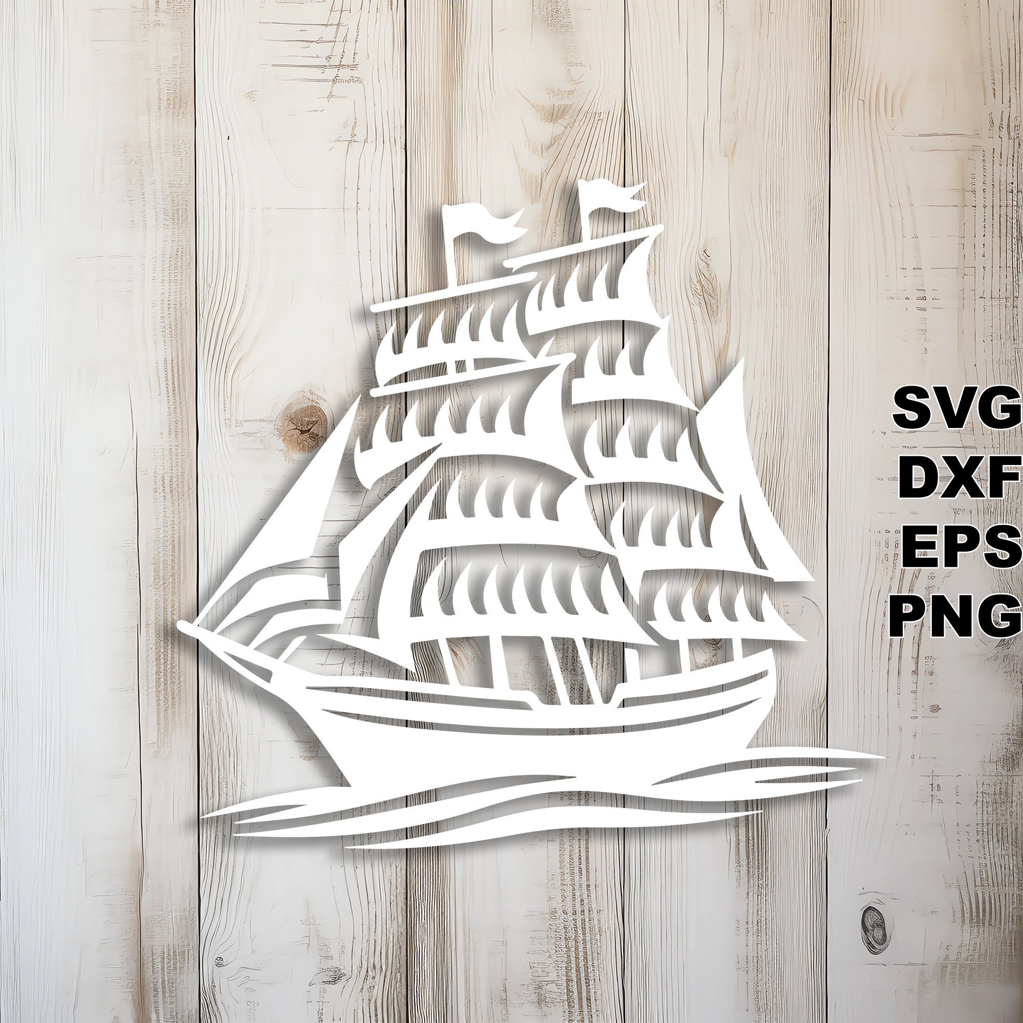 Ships at Sea SVG Cut Files svg Dxf Png Eps Silhouette & Cricut, Digital ...