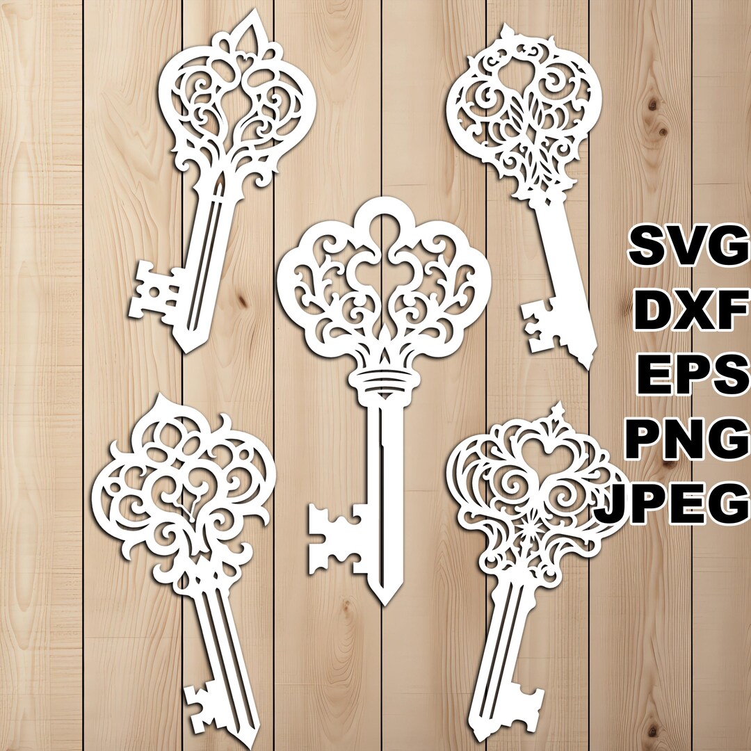 Filigree Skeleton Keys SVG Cut Files (svg Dxf Png Eps Jpeg) Silhouette ...