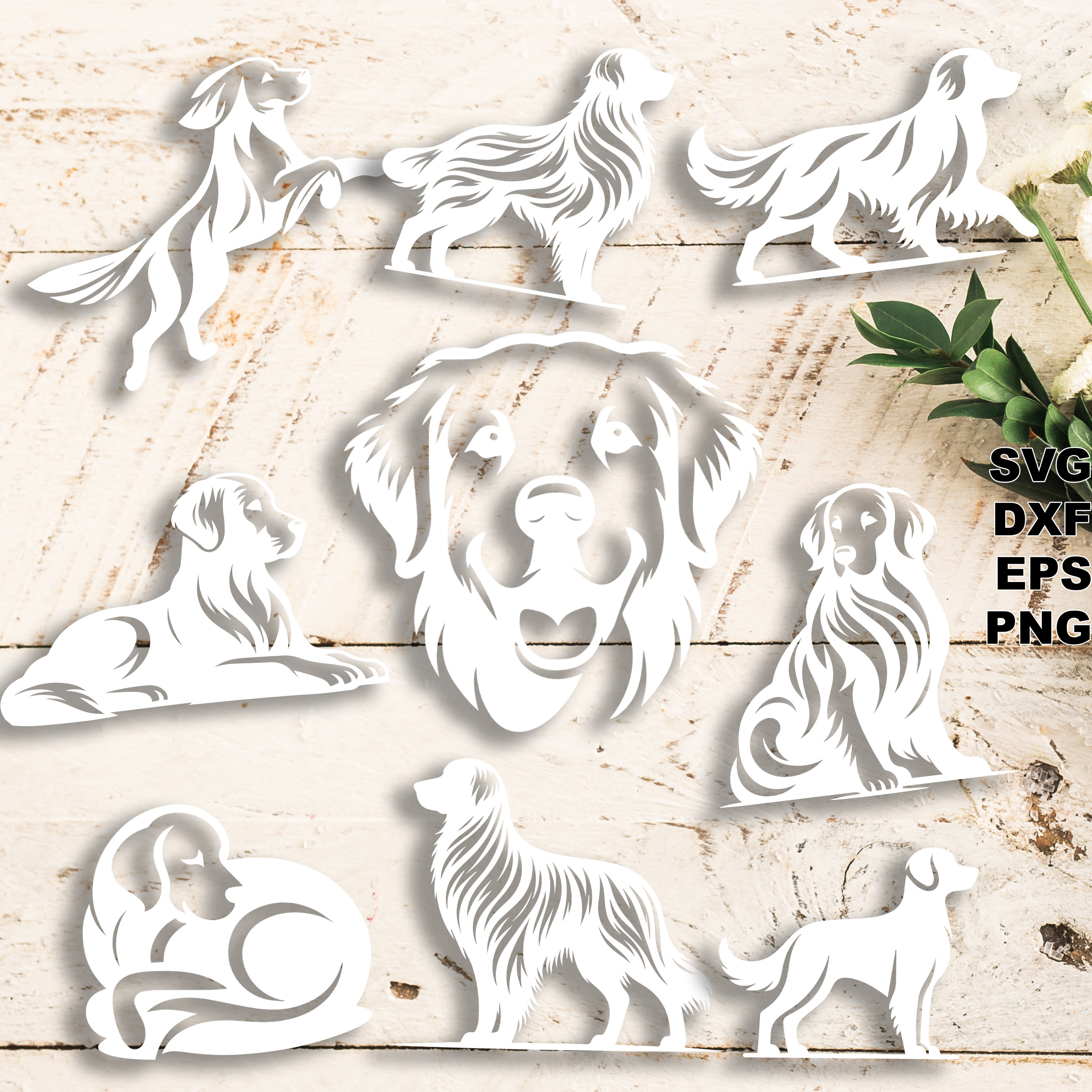 Golden Retriever SVG Cut Files svg Dxf Png Eps Silhouette & Cricut ...