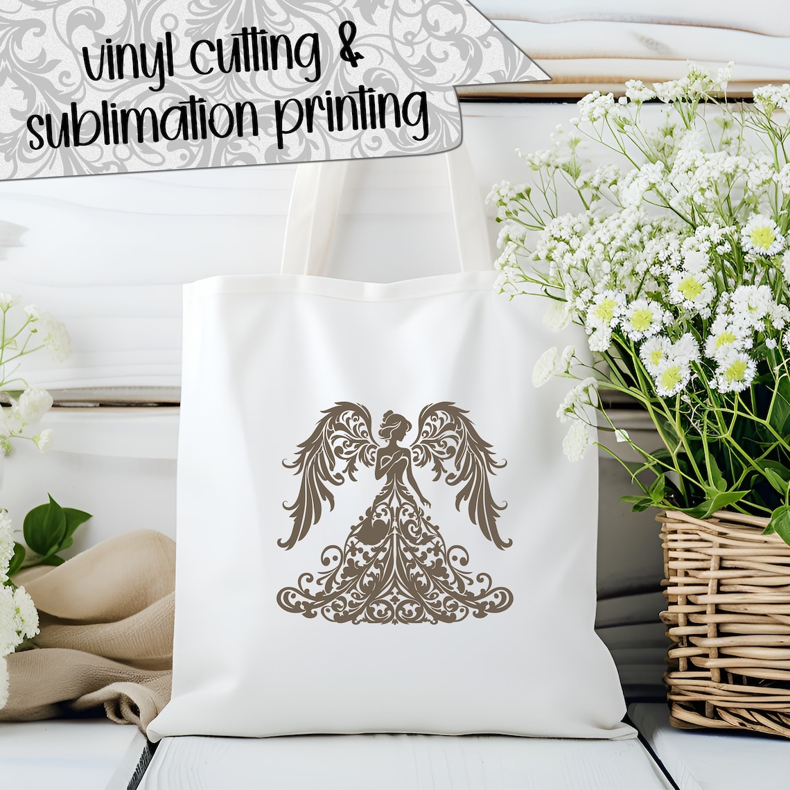 Elegant Angels SVG Cut Files svg Dxf Png Eps Jpg Silhouette & Cricut ...