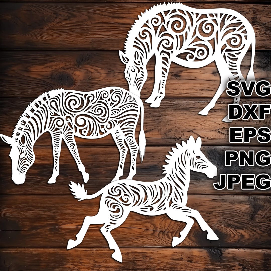Zebra Filigree SVG Cut Files (svg Dxf Png Eps Jpeg) Silhouette & Cricut ...