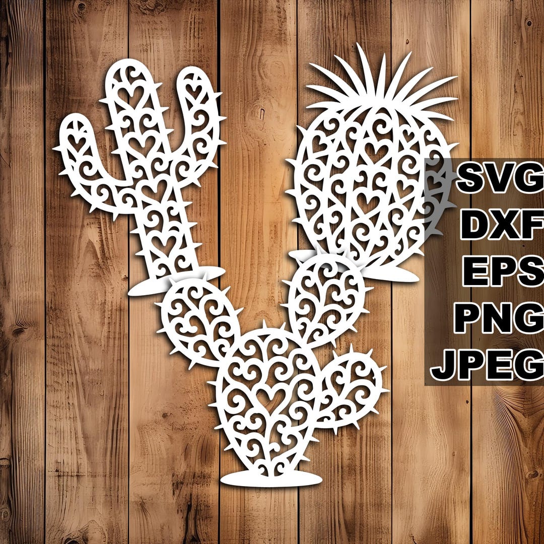Lovely Cacti SVG Cut Files (svg Dxf Png Eps Jpeg) Silhouette & Cricut ...