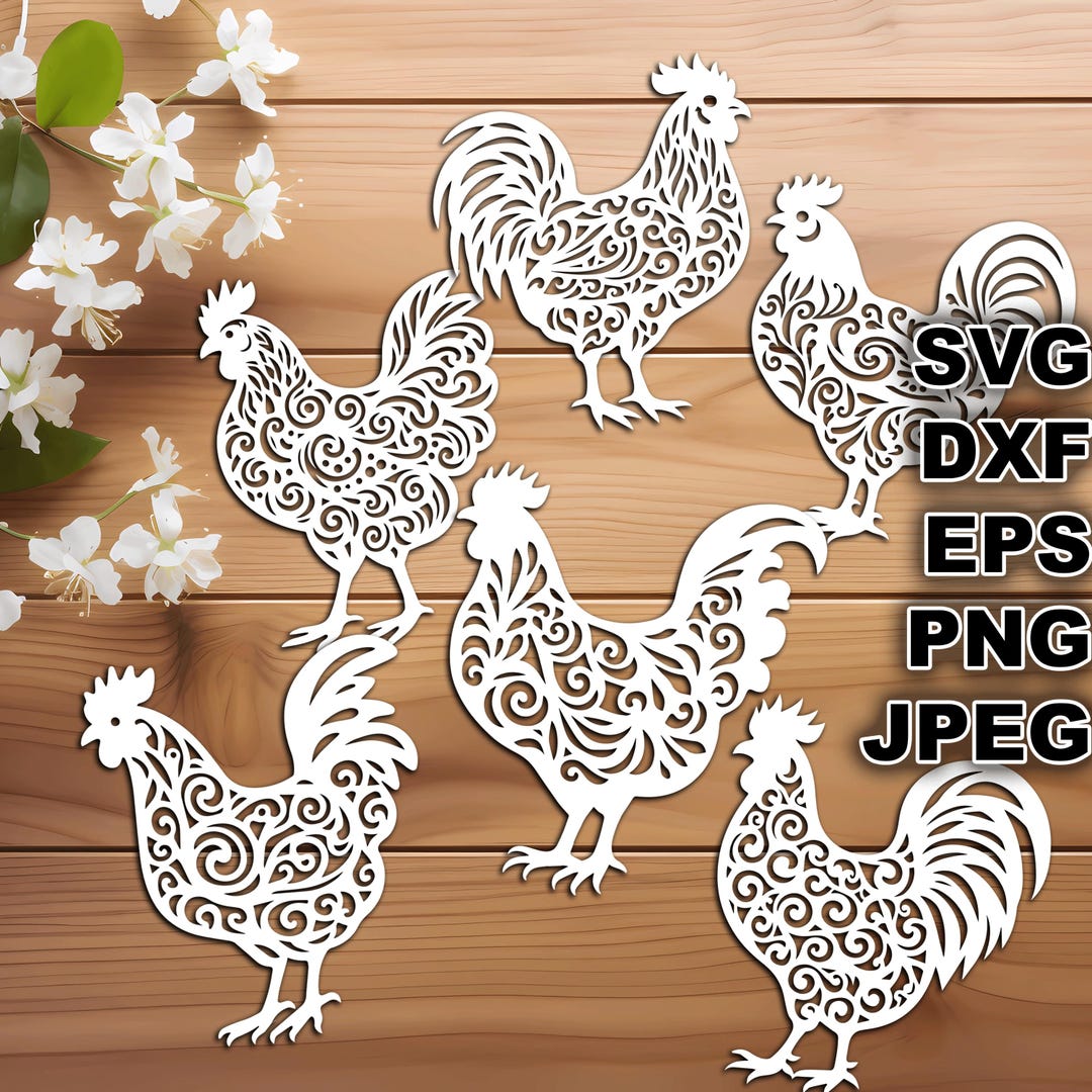 Chicken Filigree SVG Cut Files (svg Dxf Png Eps Jpeg) Silhouette ...