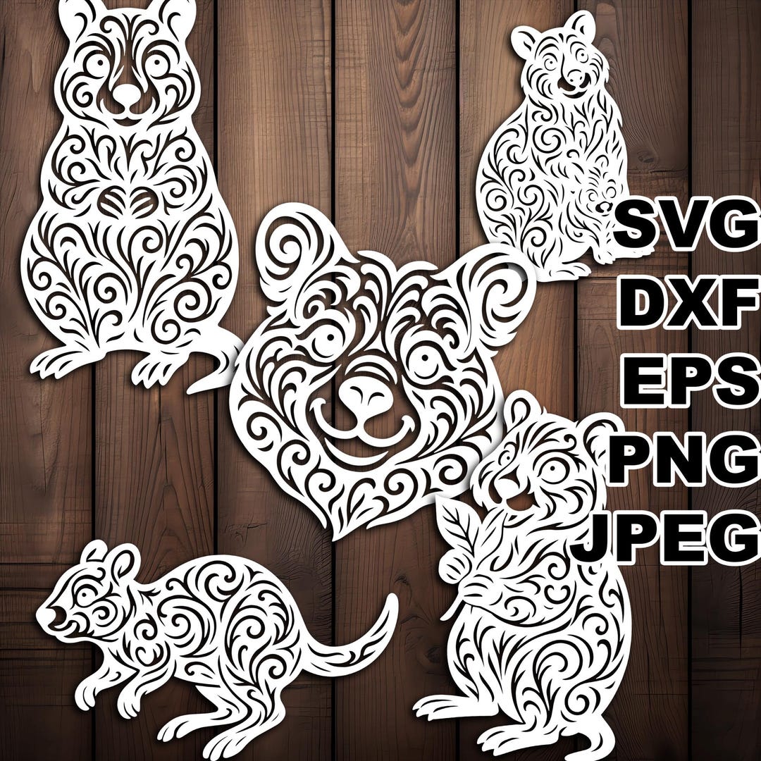 Filigree Quokka SVG Cut Files (svg Dxf Png Eps Jpeg) Silhouette ...