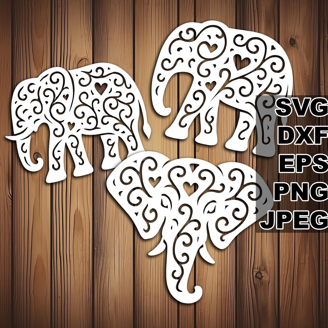 Lovely Elephant SVG Cut Files (svg Dxf Png Eps Jpeg) Silhouette ...