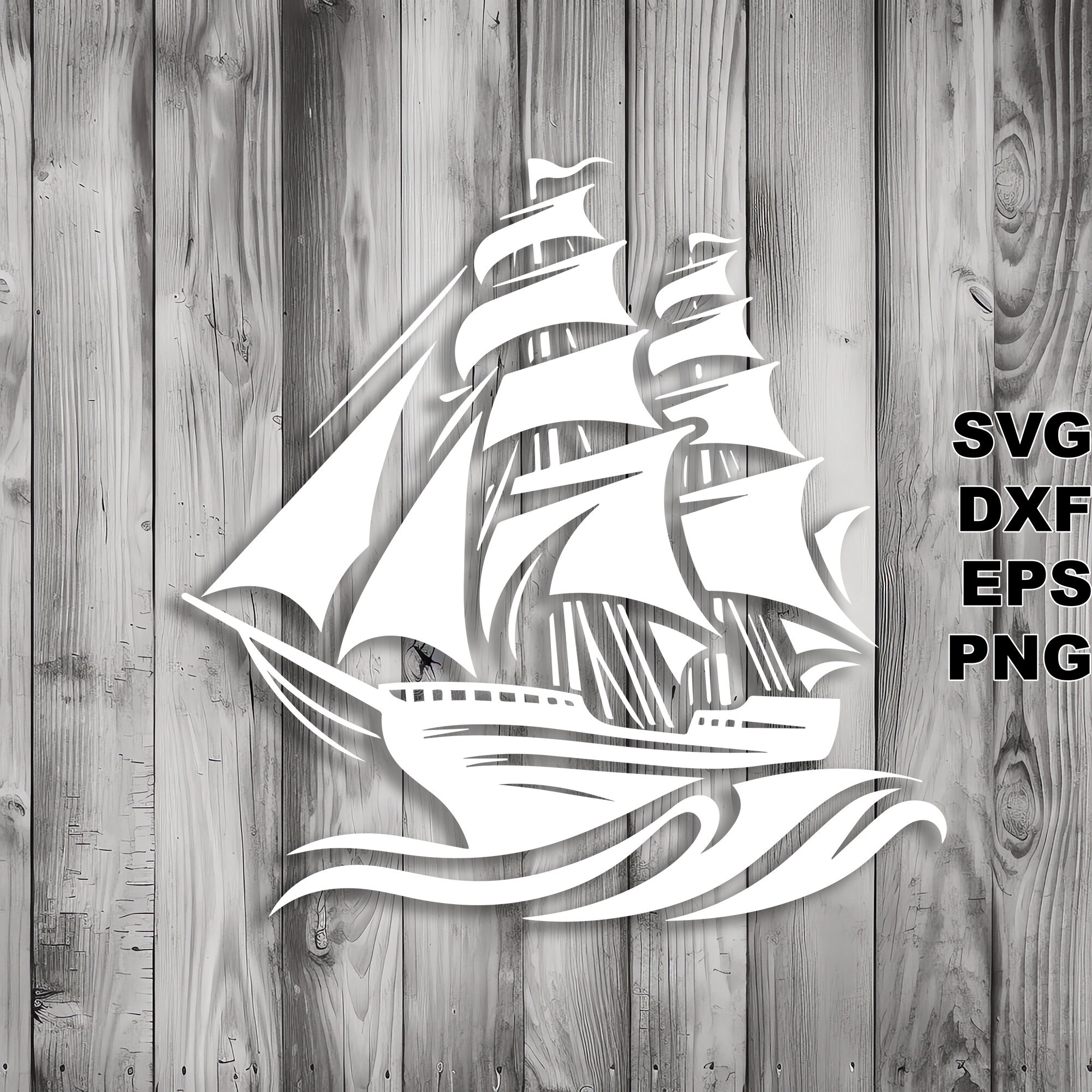 Ships at Sea SVG Cut Files svg Dxf Png Eps Silhouette & Cricut, Digital ...