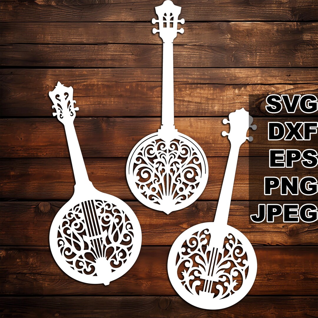 Banjo Filigree SVG Cut Files (svg Dxf Png Eps Jpeg) Silhouette & Cricut ...