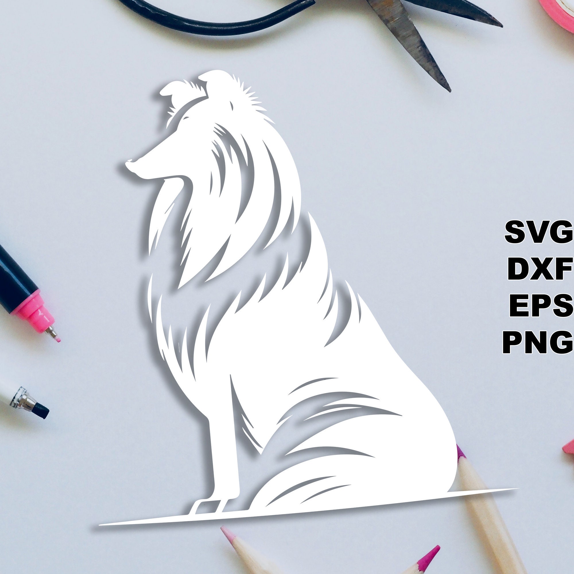 Rough Collie SVG Cut Files svg Dxf Png Eps Silhouette & Cricut, Digital ...
