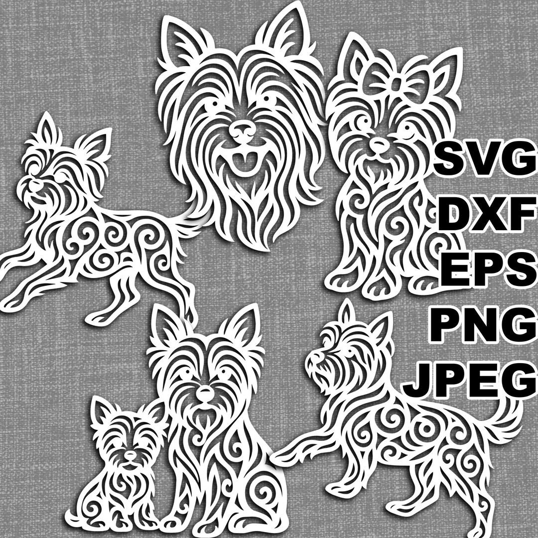 Elegant Yorkie SVG Cut Files (svg Dxf Png Eps Jpeg) Silhouette & Cricut ...
