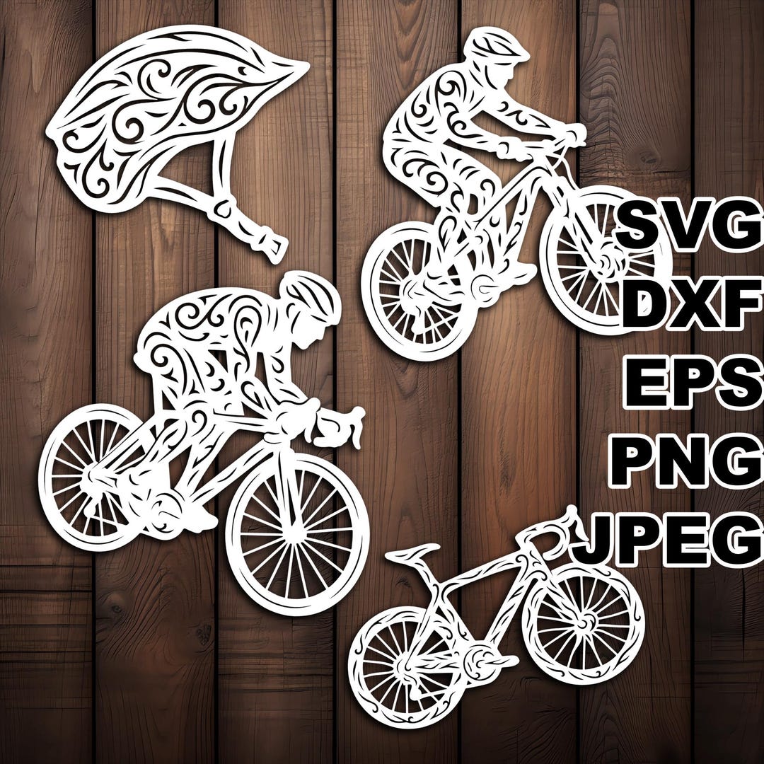 Filigree Biking SVG Cut Files (svg Dxf Png Eps Jpeg) Silhouette ...