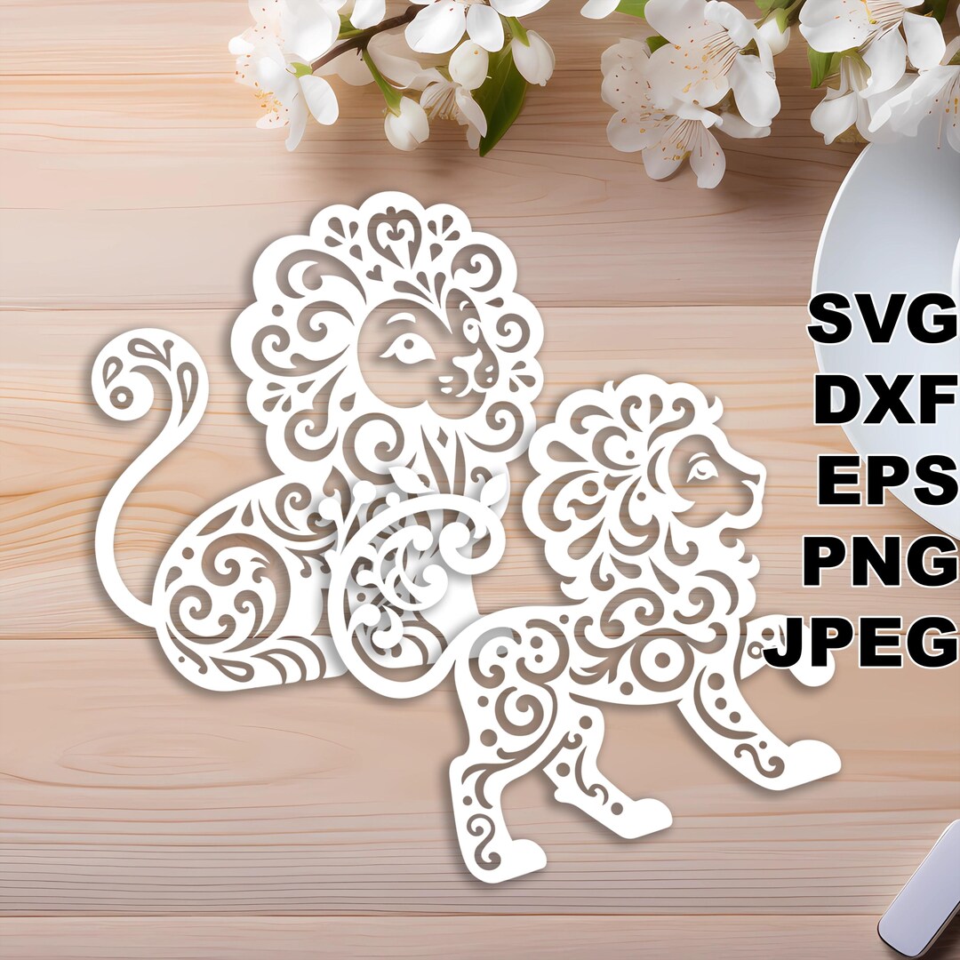 Cute Lions SVG Cut Files svg Dxf Png Eps Jpeg Silhouette & Cricut ...