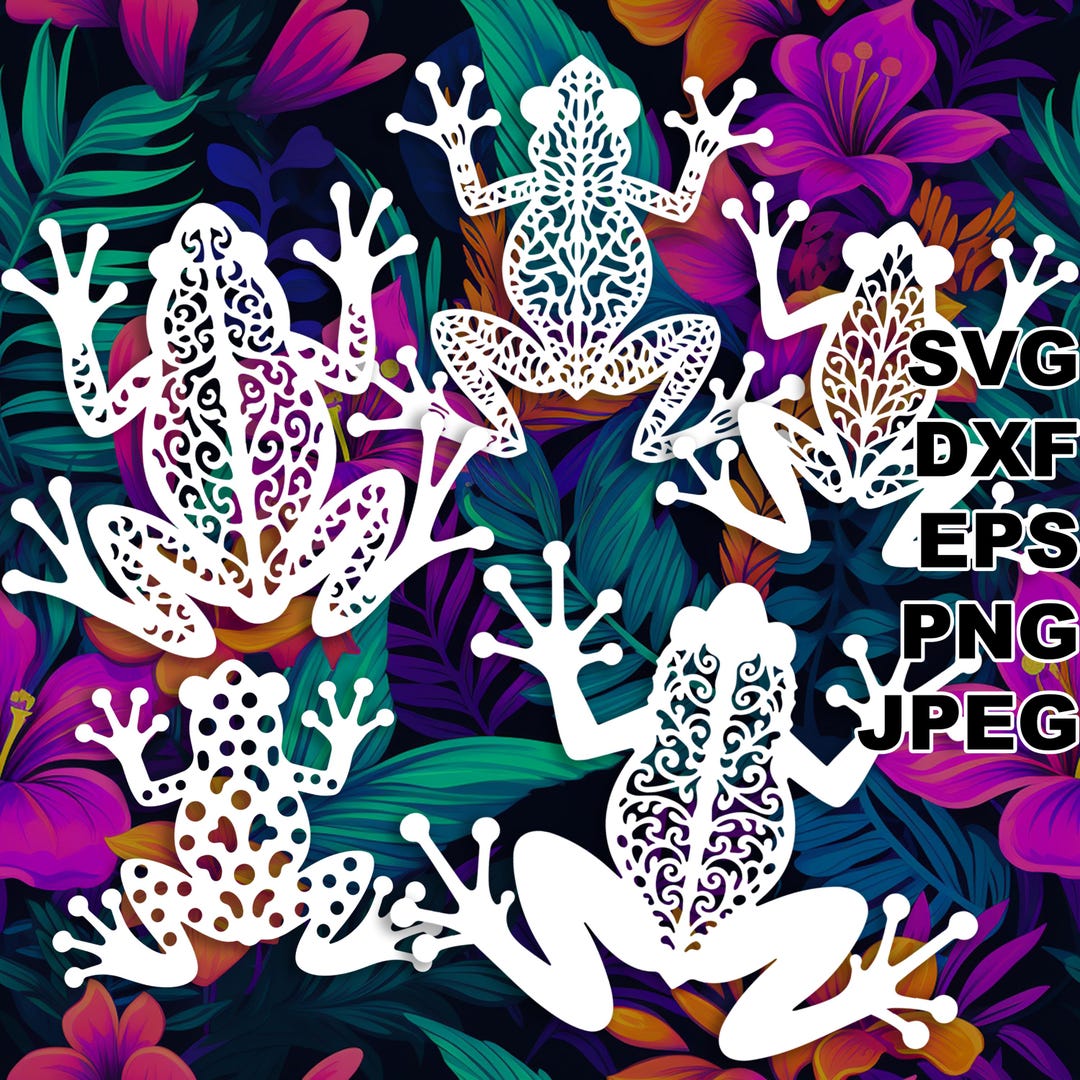 Frogs Fanciful SVG Cut Files (svg Dxf Png Eps Jpeg) Silhouette & Cricut ...