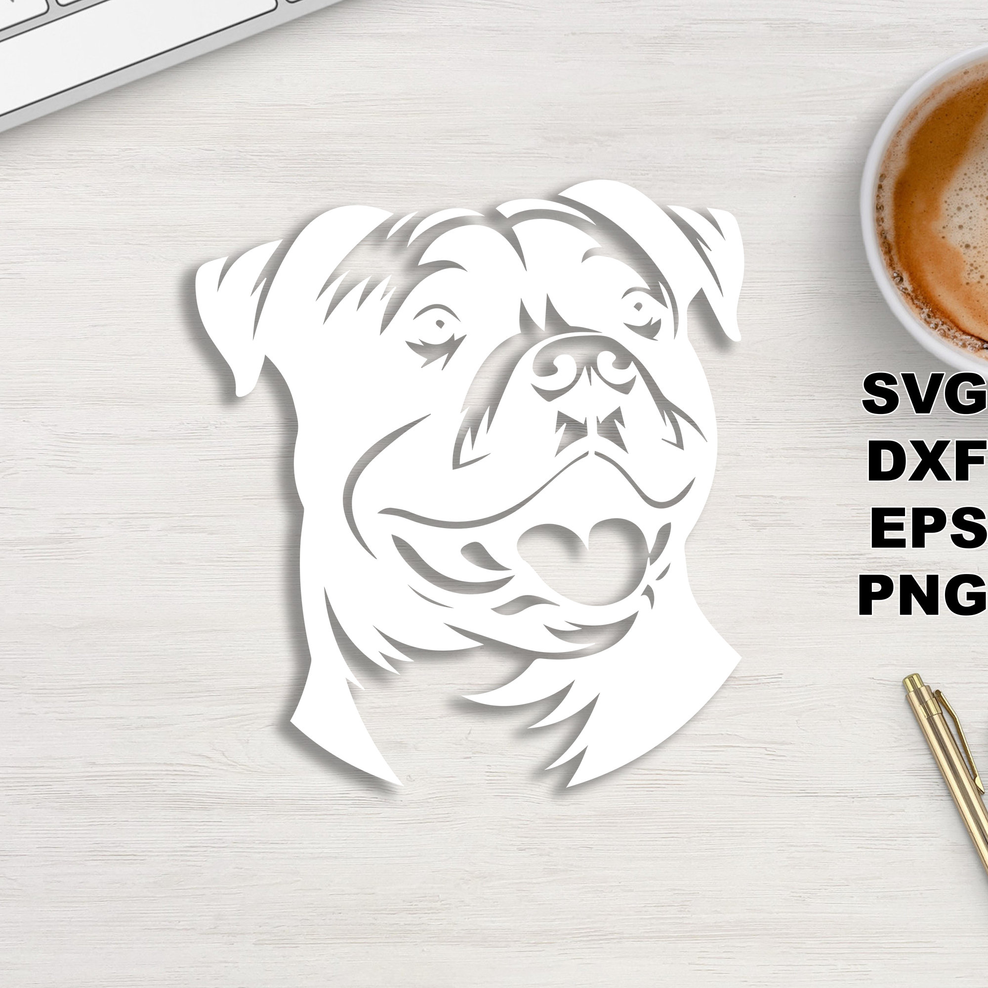 Pitbull SVG Cut Files svg Dxf Png Eps Silhouette & Cricut, Digital ...