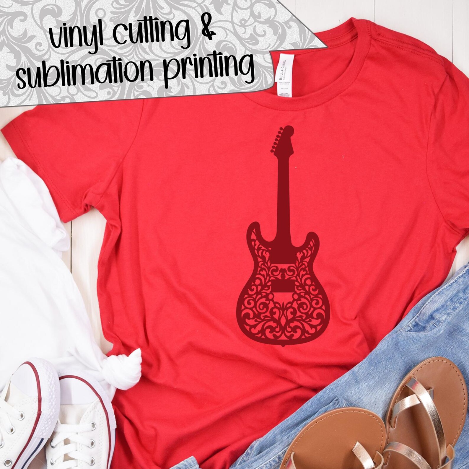 Filigree Guitars SVG Cut Files (svg Dxf Png Eps Jpeg) Silhouette ...