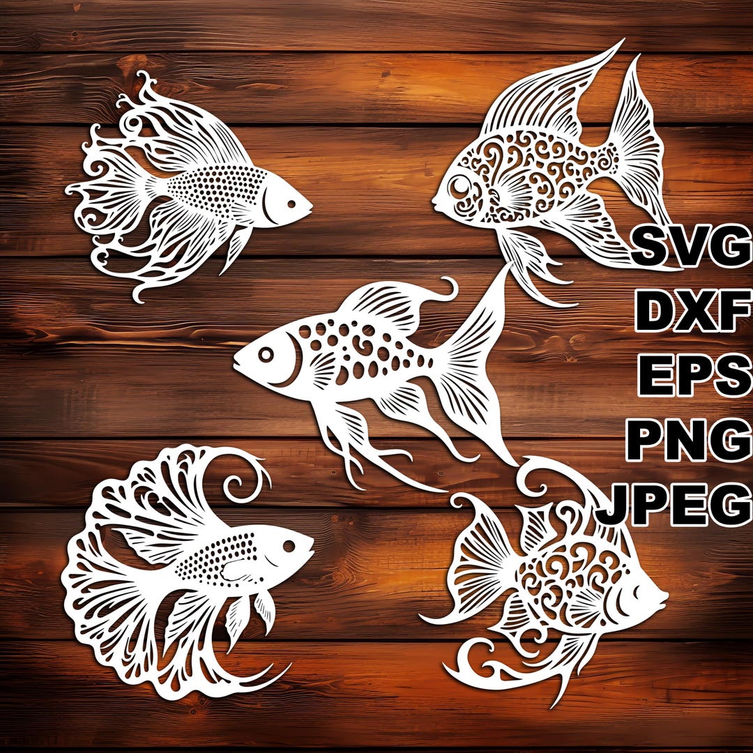 Filigree Beta Fish SVG Cut Files (svg Dxf Png Eps Jpeg) Silhouette ...