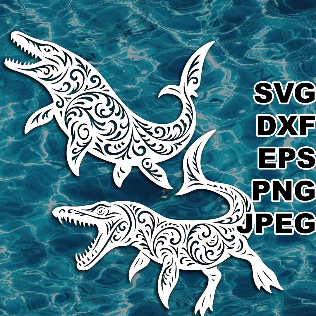 Filigree Mosasaurus SVG Cut Files (svg Dxf Png Eps Jpeg) Silhouette ...