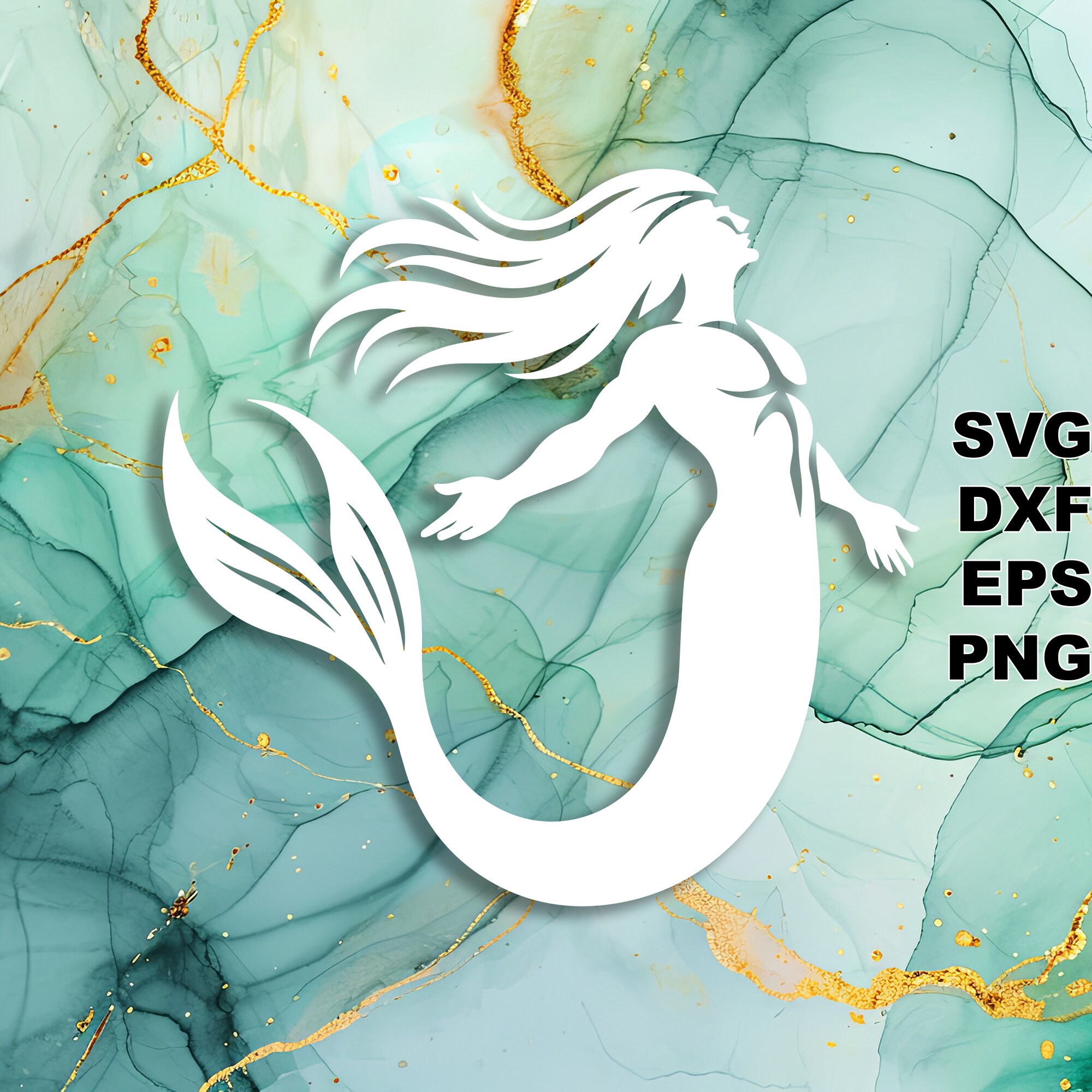 Mermaid SVG Cut Files svg Dxf Png Eps Silhouette & Cricut, Digital ...