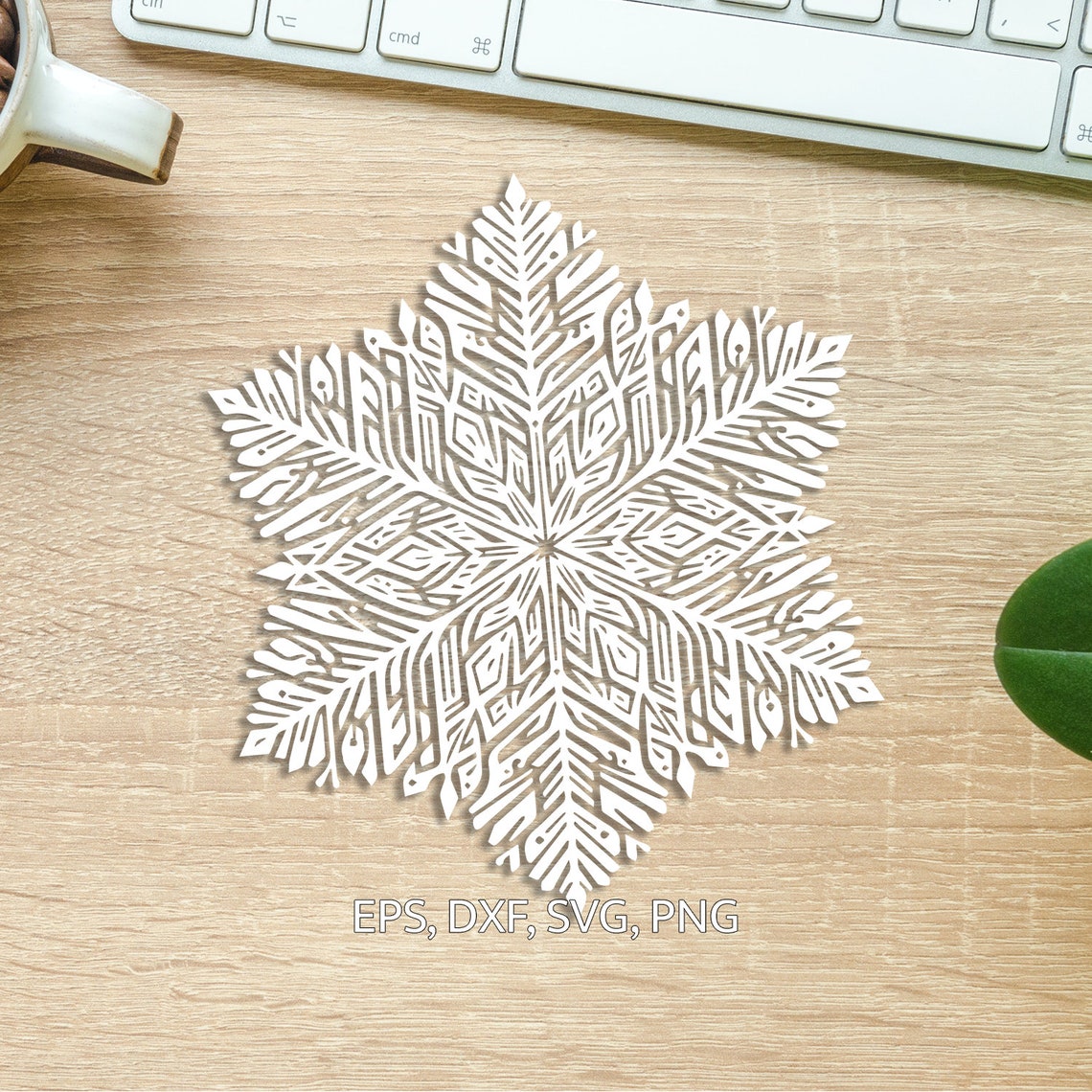 Snowflake SVG Cut Files svg Dxf Png Eps Silhouette & Cricut, Digital ...
