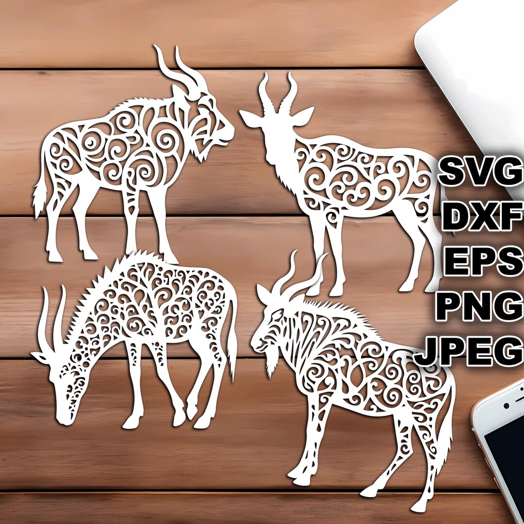 Filigree Wildebeest SVG Cut Files (svg Dxf Png Eps Jpeg) Silhouette ...