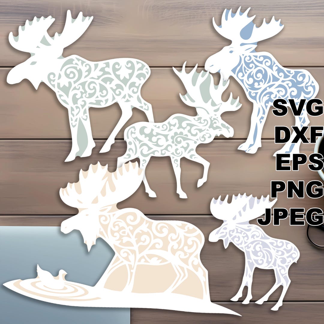 Moose SVG Cut Files (svg Dxf Png Eps Jpeg) Silhouette & Cricut, Digital ...