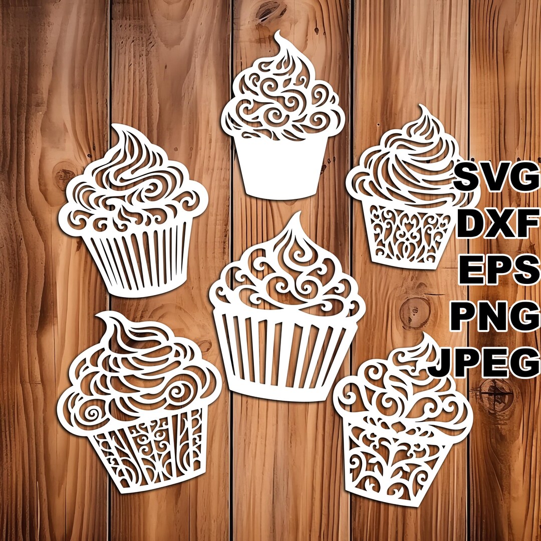 Filigree Cupcake SVG Cut Files (svg Dxf Png Eps Jpeg) Silhouette ...