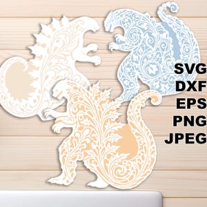 Godzilla SVG Cut Files (svg Dxf Png Eps Jpeg) Silhouette & Cricut ...