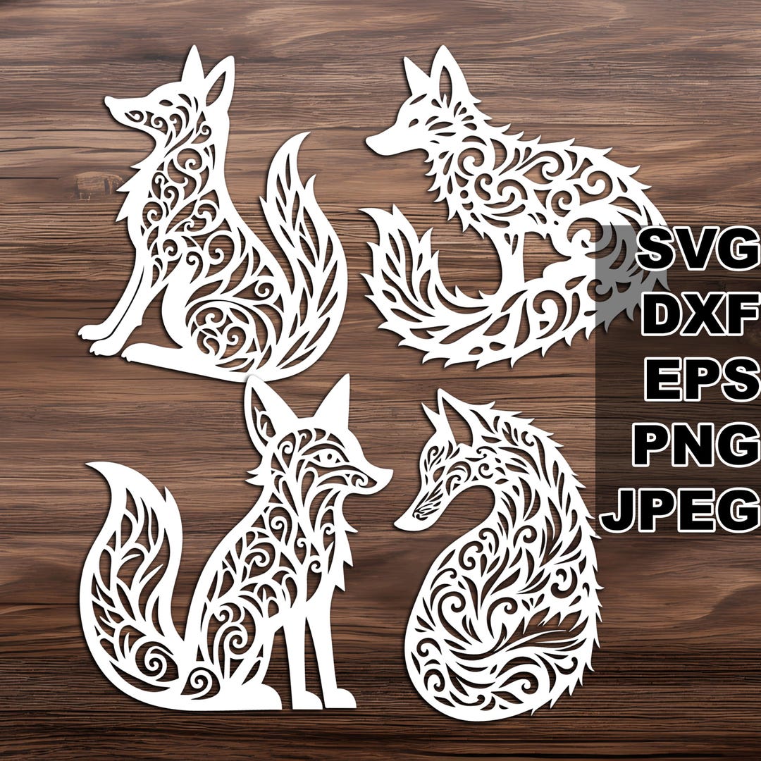 Fox Filigree SVG Cut Files (svg Dxf Png Eps Jpeg) Silhouette & Cricut ...