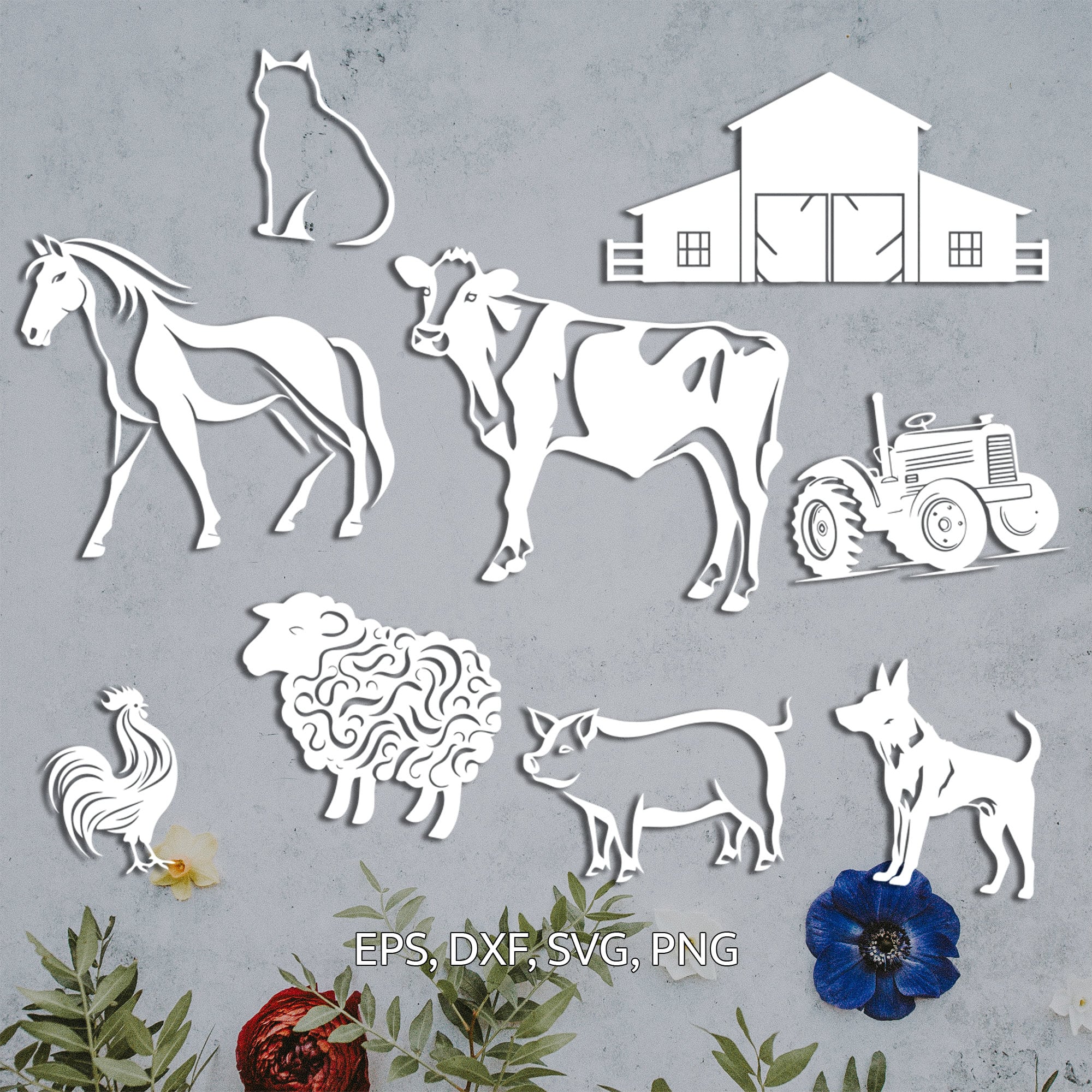 Farm Friends SVG Cut Files svg Dxf Png Eps Silhouette & Cricut, Digital ...