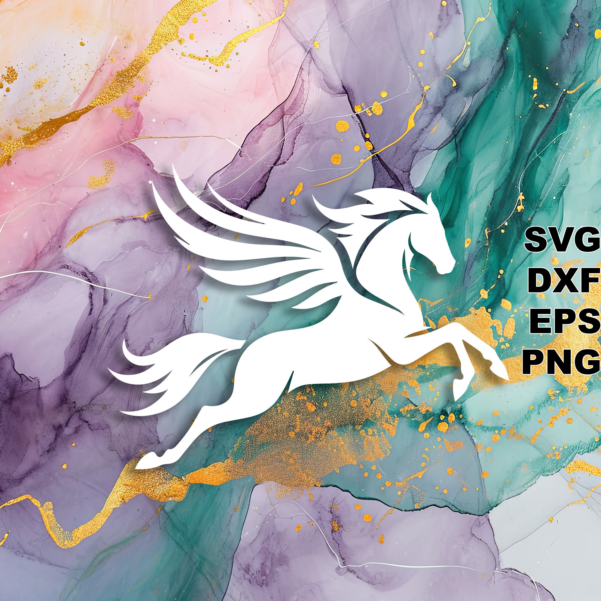 Pegasus SVG Cut Files svg Dxf Png Eps Silhouette & Cricut, Digital ...