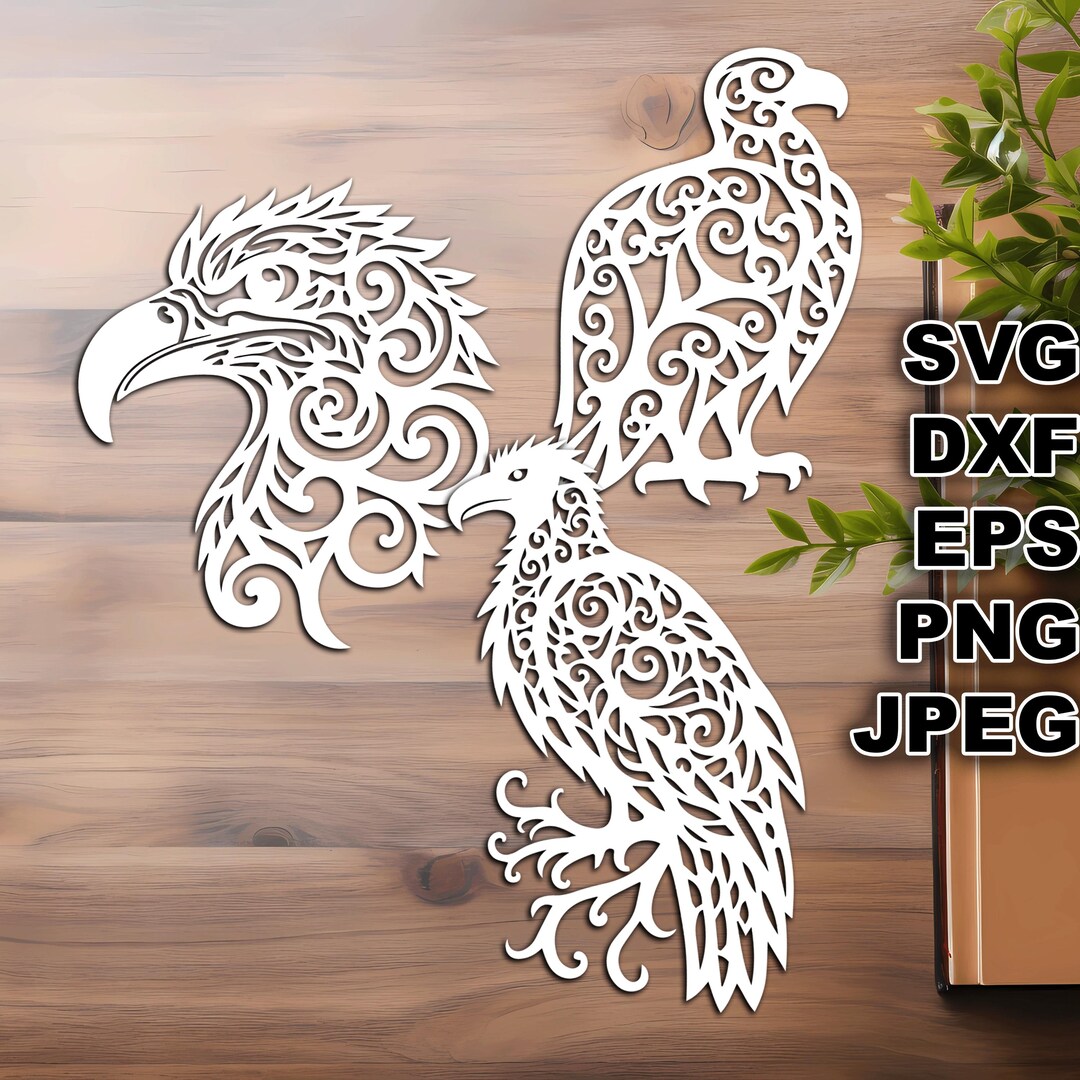 Filigree Vulture SVG Cut Files (svg Dxf Png Eps Jpeg) Silhouette ...